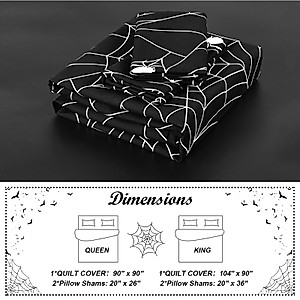 FRAMICS 3 Piece Halloween Duvet Cover Queen Size Spider Web Duvet Cover Set Halloween Bedding Set with Zipper Closure Black Comforter Cover Set Includes 1 Duvet Cover 90 x 90 inches & 2 Pillow Shams