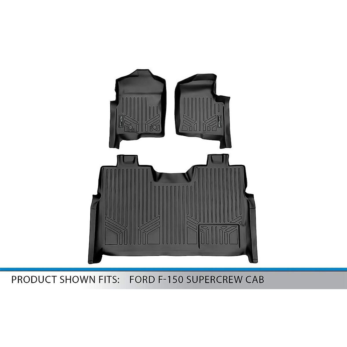 SMARTLINER Custom Fit Floor Mats 2 Row Liner Set Black for 2011-2014 Ford F-150 SuperCrew Cab