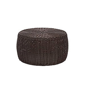 Household Essentials ML-5005 Resin Wicker Footstool Ottoman | Brown(16"D x 16"W x 9"H)