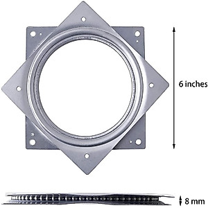 Richohome 6 Pack 6 Inch Lazy Susan Hardware, Square Rotating Bearing Plate, Lazy Susan Turntable Bearing for for Serving Trays, Kitchen Storage Racks, Craft Table, Zinc Plated Steel Swivel Plate