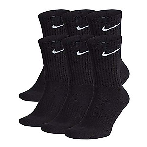 Nike Men's Everyday Cushioned Training Crew 6 Pairs Socks, Black, Small