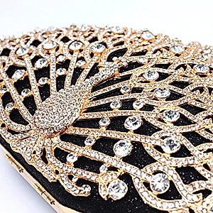 ZLXDP Women Evening Bag Golden Metal Crystal Evening Bag Clutch Handbag Ladies Wedding Bridal Party Bag
