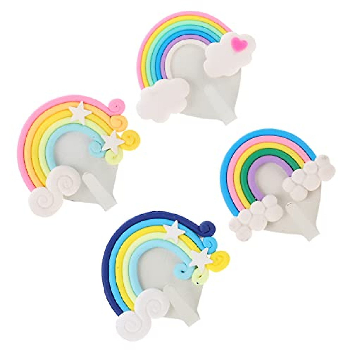 Zerodeko 4Pcs Decorative Wall Mounted Hooks Cartoon Rainbow Wall Hanger Key Holder Coat Rack for Hanging Scarves Bags Purses Hats Towels Children Room Living Room Organizer