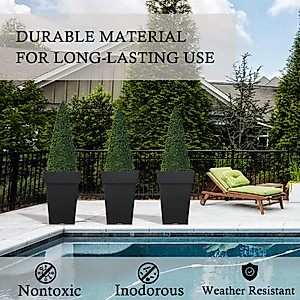 kubvici 20 Inch Tall Planters for Outdoor Indoor Plants, Set of 2 Large Plastic Plant Pots Flower Pot Outdoor Planter for Front Porch Door Balcony Deck with Drainage, with Removable Wheel, Black 20"