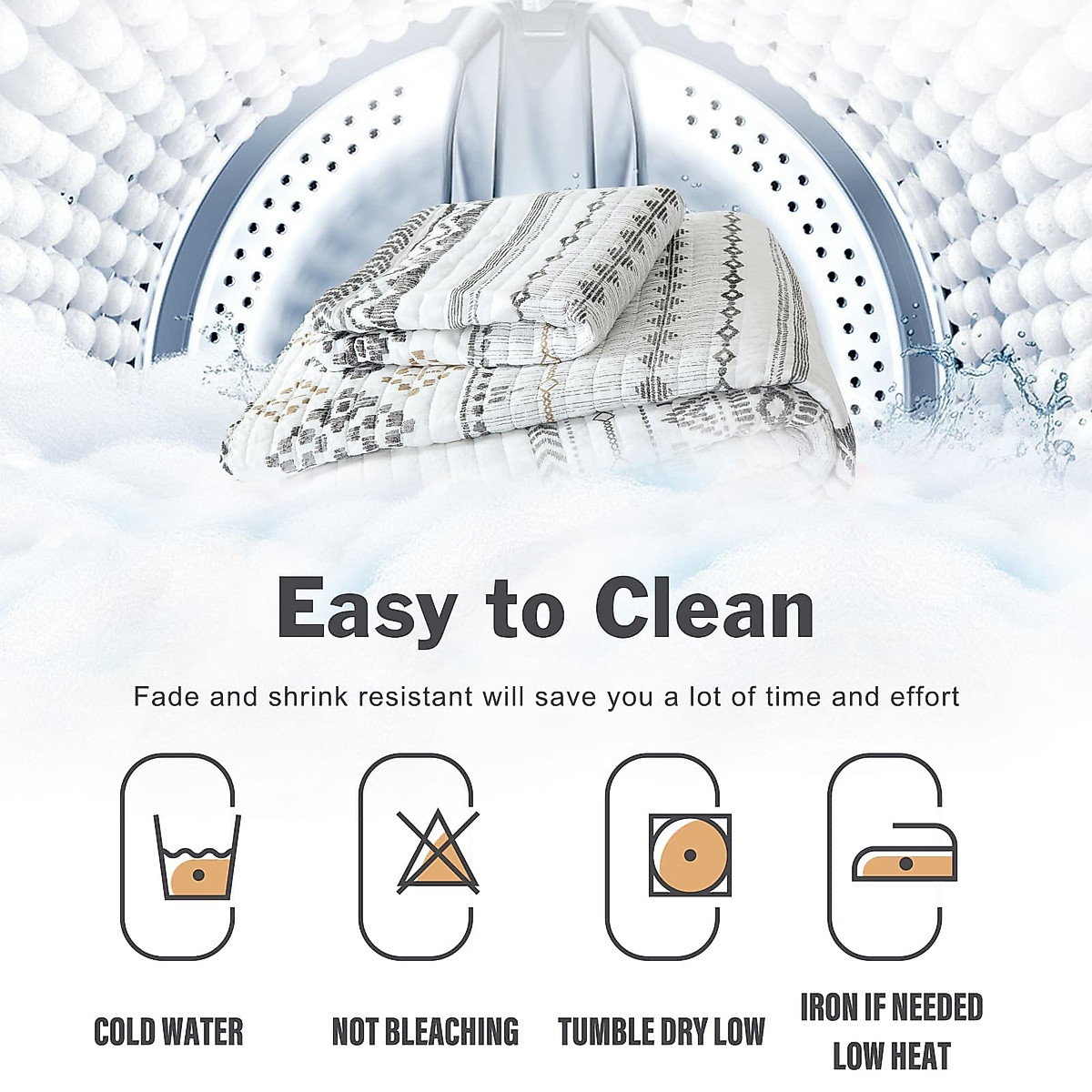 Y-PLWOMEN Queen Size Quilt 100% Cotton Boho Queen Quilts, White Queen Quilt Sets, Lightweight Bohemian Queen Size Bedspreads for All Season, 3 Piece