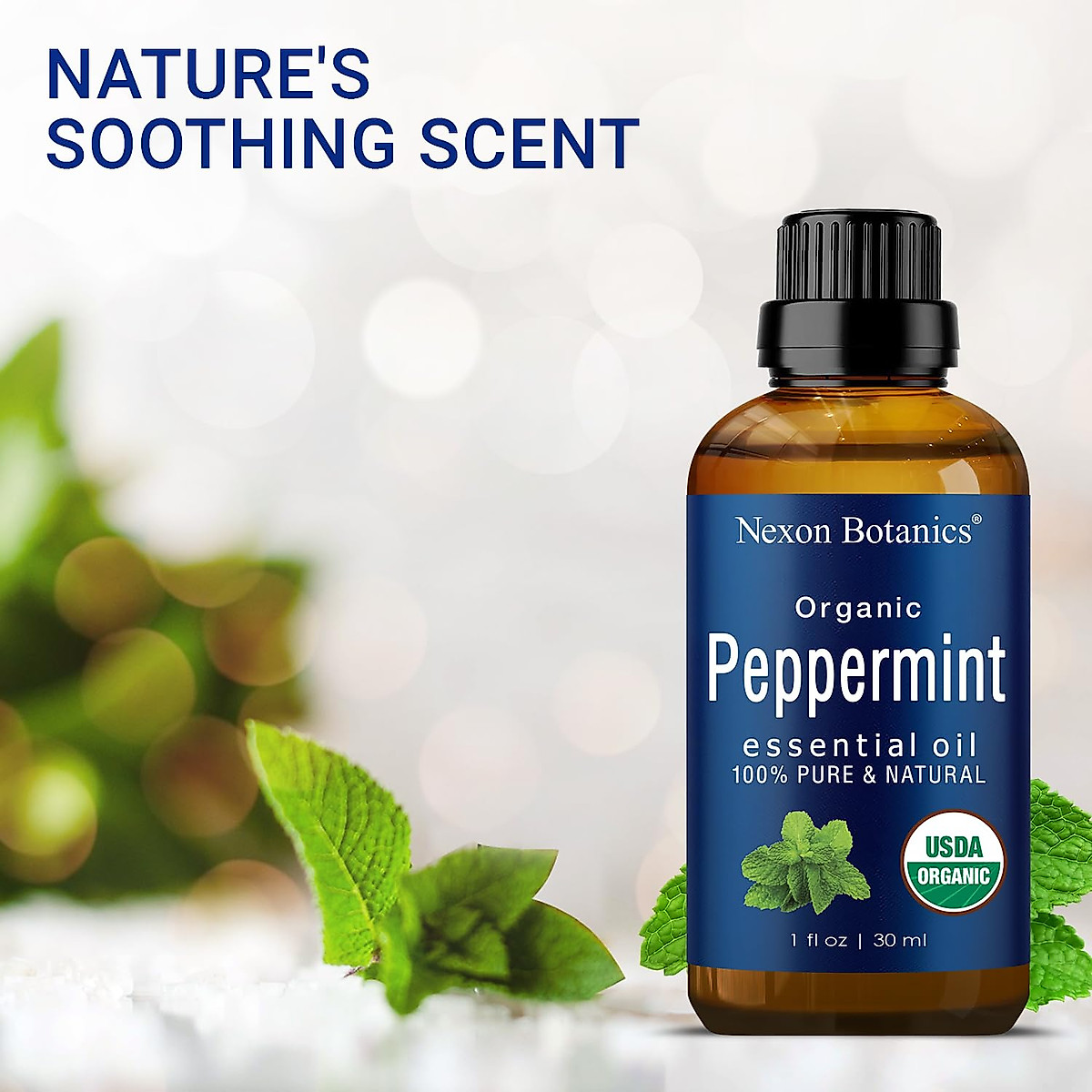 Organic Peppermint Essential Oil 30 ml - 100% Pure Peppermint Oil for Diffuser -Natural, Undiluted Menthol Oil for Hair Care - Mint Oil for Skin Care - Pure Essential Oils Peppermint - Nexon Botanics