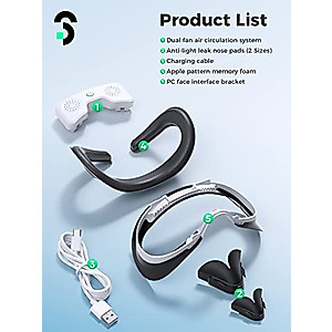 VR Cooling Fan Compatible with Meta/Oculus Quest 2, SOOMFON Upgraded Face Pad with Double Cooling Fan System and Five Ventilation Modes, Accessories to Relieve Lens Fogging and Hot Air