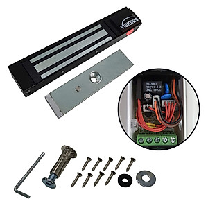 Visionis FPC-5191-BL Black 300lbs Indoor Electromagnetic Lock with 300 lbs L and Z Bracket for Inswinging Door