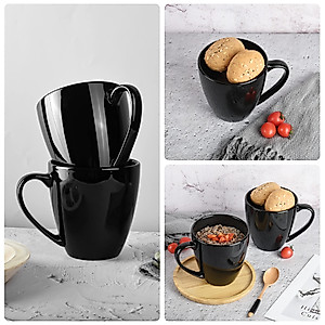 CAILIDE 39oz Large Coffee Mug Ceramic Tea Cup for Office and Home Big Capacity with Handle also for Soup, Cereal and Salad(black