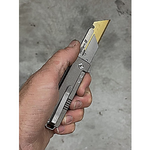 Exceed Designs TIRANT RAZOR V3 (Stonewashed) 6Al-4V Titanium Utility Knife & EDC Pocket Knife, Box Cutter, Razor Blade EDC Tool