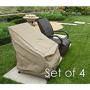 Premium Tight Weave Patio High Back Outdoor Chair Covers set of 4 with Adjustable Peel and Secure Fastener Strips Covers Furniture up to 42" H in Taupe
