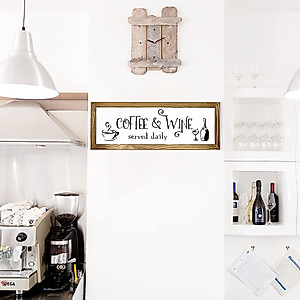 Maoerzai Funny Coffee Bar Sign Modern Kitchen Wall Decor,Rustic Wooden Wall Art Print Decor Sign,Farmhouse Bar Accessories Decor Cafe. (16 X 6 inch, White-Coffee-3)