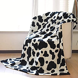 Cow Blanket, Ultra Soft Cow Print Blanket Flannel Fleece Bed Blanket for Kids Adults, Lightweight Cozy Cows Plush Blanket, Black and White Throw Blanket Gift for Sofa Couch Bed Chair Decor, 60"X50"