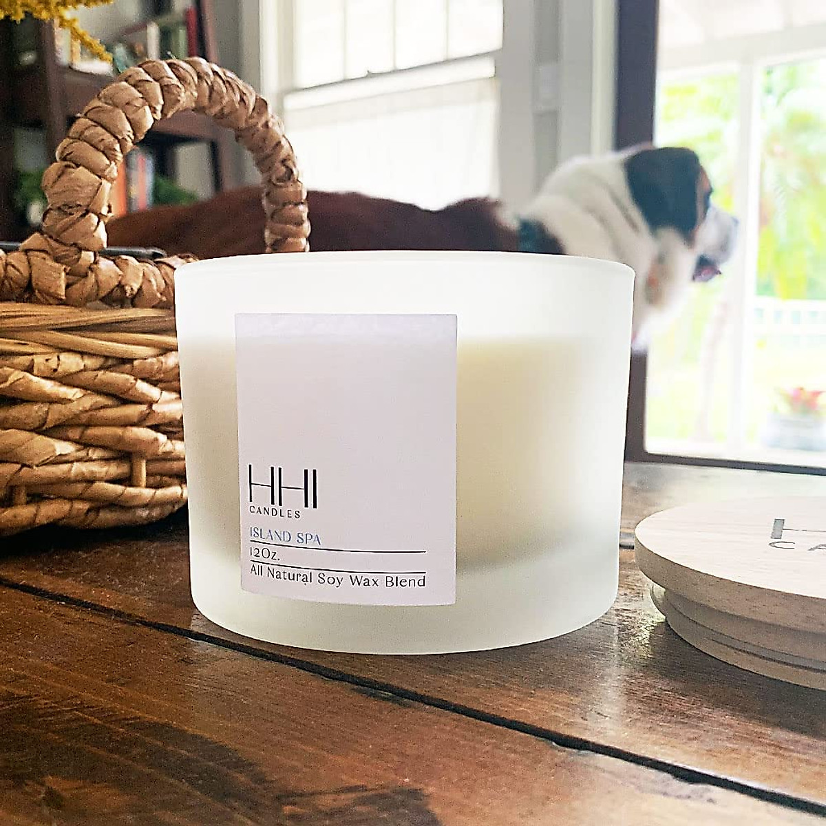 All-Natural Scented Soy Candle | Island Spa | A Fresh Blend of Eucalyptus and Citrus | Large 12 Ounce Three Wick Candle | Long burn time | includes Bamboo Lid and Gift Box | HHI Candles