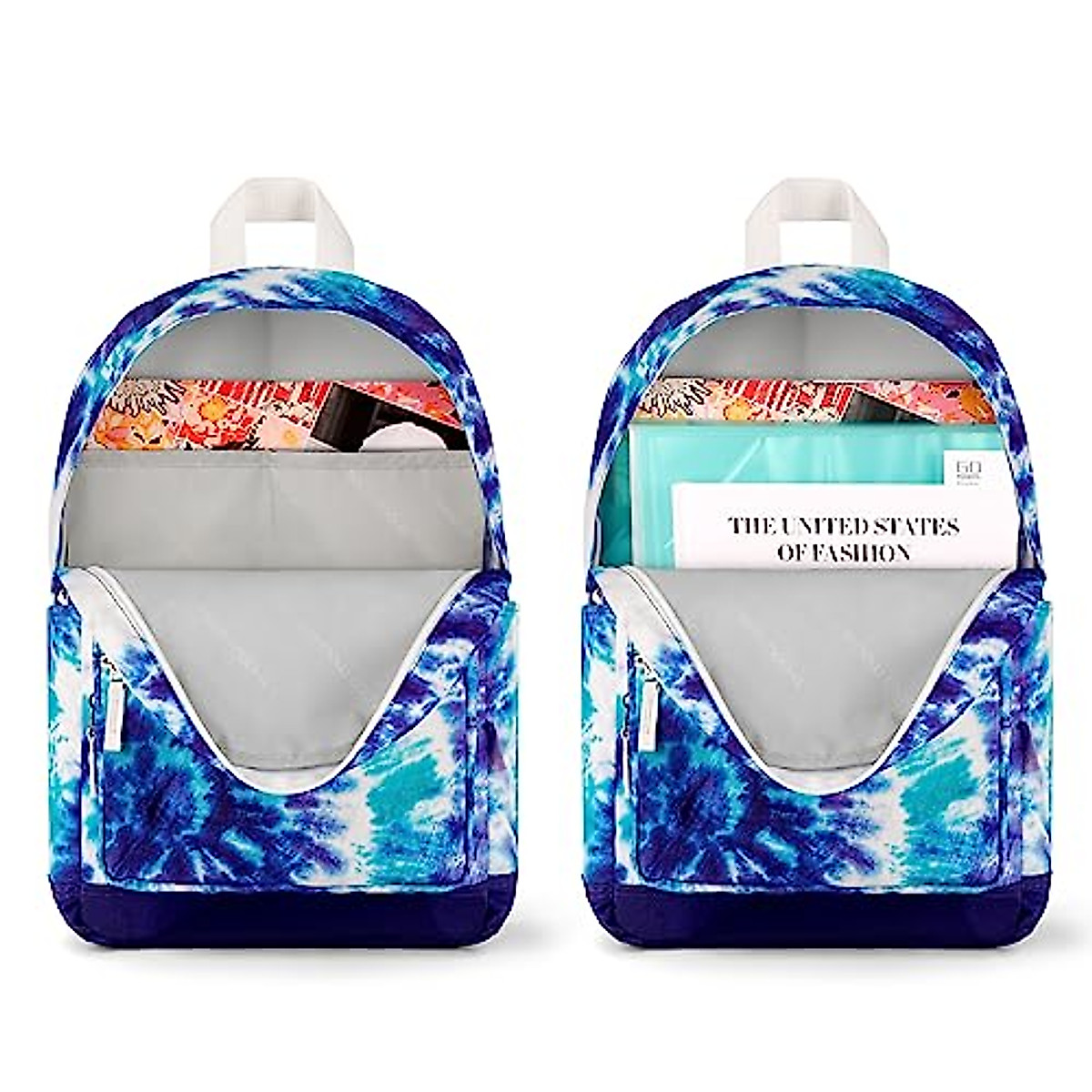 Choco Mocha Tie Dye Backpack for Girls Travel School Backpack 17 Inch, Green Purple