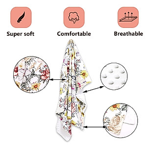 Crib Sheet Jersey Cotton, Floral Baby Blankets, Floral Toddler Blanket for Boys Girls, Dotted Backing, Double Layer, Crib Receiving Blanket, for Nursery/Stroller/Toddler Bed/Carseat, 30 x 40 Inch