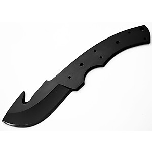 Whole Earth Supply 1095 High Carbon Steel Guthook Knife Blank Blade Hunting Skinning Skinner 1095HC Black Powder Coated