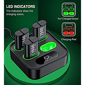 Xbox Controller Battery Pack for Xbox Series X|S/Xbox One S/X/Elite, 4x1500mAh Xbox One Rechargeable Battery Pack With Fast Charger Station for Xbox Series X|S/Xbox One S/X/Elite Wireless Controller