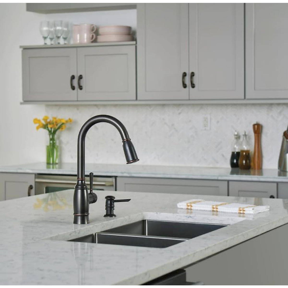 Moen 87791BRB Noell Pulldown Kitchen Faucet Mediterranean Bronze Finish