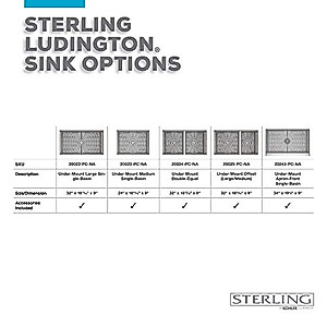 Kohler K-20022-PC-NA Sterling Ludington 32" Under Mount Single Bowl Kitchen Sink with Accessories, 32 inch, Stainless Steel