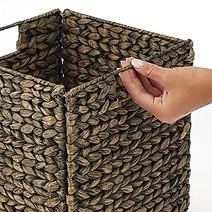 mDesign Natural Woven Hyacinth Cube Storage Bin Basket Organizer with Handles for Kitchen Pantry, Cabinet, Cupboard, Shelf/Cubby Organization, Hold Food, Drinks, Snacks, Appliances, 8 Pack, Black Wash