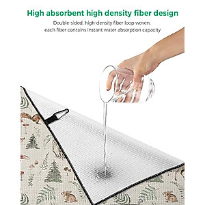 Golf Towel Christmas Elk Owl Rabbit Squirrel Fox,Waffle Pattern Microfiber Club Cleaner Golf Towels with Carabiner Clip for Women Men Dad,Xmas Tree Retro Linen Golf Towel for Golf Bags,24x16in