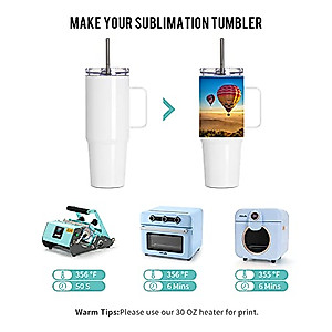 PYD Life Sublimation Tumblers Blanks with Handle 30 OZ White Coffee Mugs Insulated Reusable Travel Cups with Leakproof Lid and Stainless Straw for Tumbler Heat Press 4 Pack
