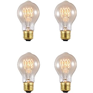 Lxcom Lighting A19 Vintage Light Bulbs, E26 110V 25W Warm Dimmable Vintage Style Incandescent Light Bulbs for Wall Sconces, Ceiling Light, 4 Pack