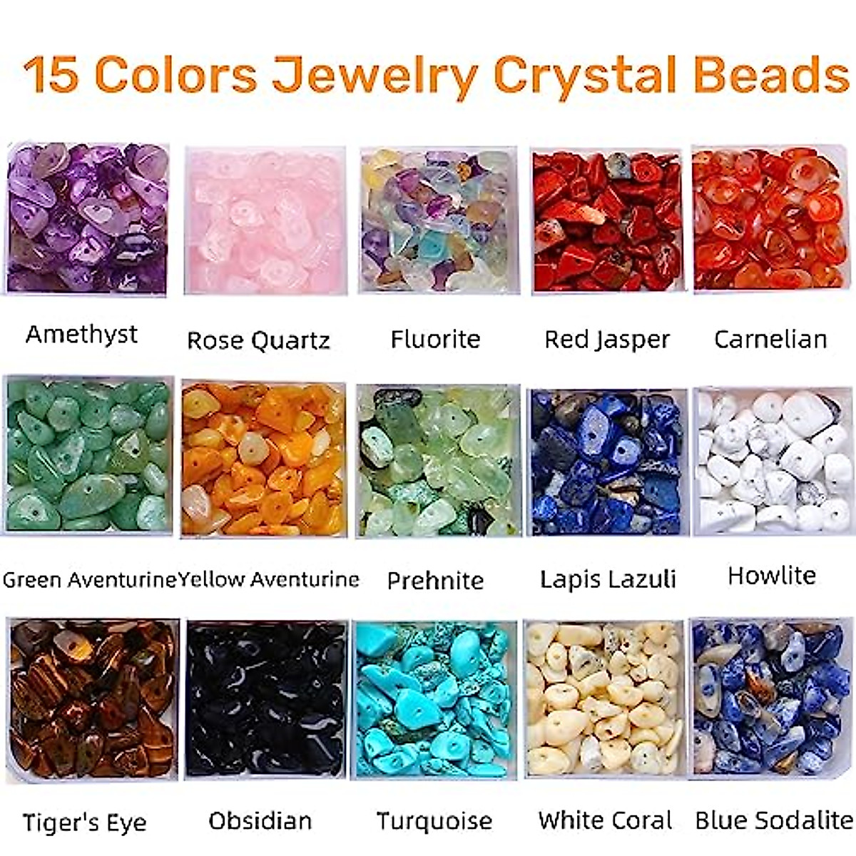 ZHIYUXI Crystal Beads for Jewelry Making 15 Colors Crystal Chips Hippie Beads Irregular Gemstone Crystals Stone Beads for Crafts, Bracelet, Necklace, Earrings, Crystal Tree 750 Pcs