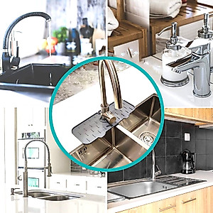 N//A Silicone Faucet Handle Drip Catcher Tray, Silicone Faucet Mat Faucet Handle Drip Catcher for Kitchen Sink Splash Guard (Grey) Gray