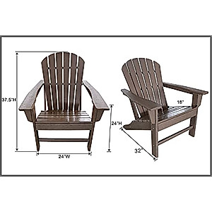 EZyard HDPE Plastic/Resin Classic Outdoor Adirondack Chair for Patio Deck Garden,Backyard & Lawn Furniture,Brown (Brown)