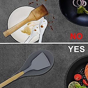 SDZONGES Spoon Rest, Set Of 2 Silicone Spoon Holder for Stove Top, Gray Spoon Rest for Kitchen Counter, Heatproof Cooking Utensil Rest, Coffee Spoon Holder