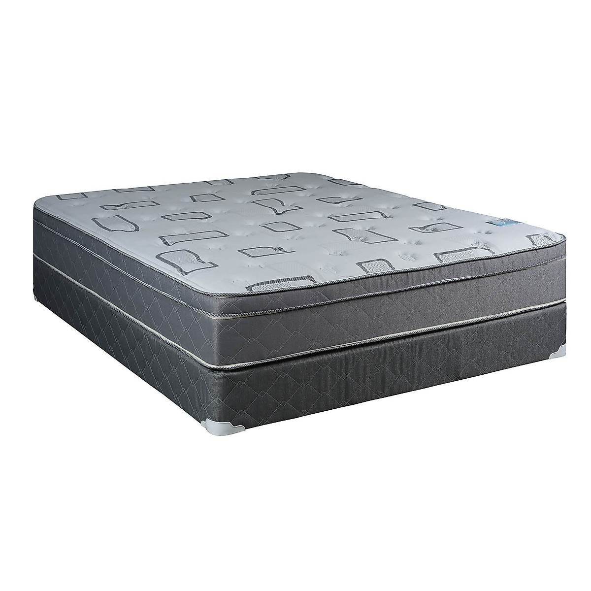 Continental Sleep Medium Plush Foam Encased Hybrid Eurotop Pillowtop Innerspring Mattress and 8" Wood Fully Assembled Boxspring/Foundation Set, Full Size