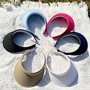 Cotton Visor Hat Women Men Clip-on Visors Hats Adjustable Outdoor Sports Golf Beach Wide Brim Sun Cap (Black)