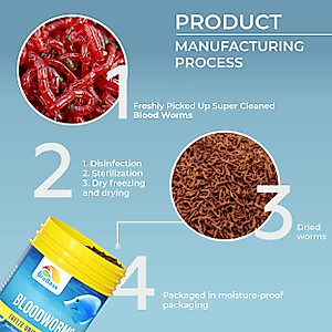 BroBass Freeze Dried Blood Worms for Fish - Aquarium Bloodworms Fish Food for Freshwater and Saltwater - Blood Worms for Tropical Fish, Betta, Goldfish, Cichlid, Guppy (0.21 oz)