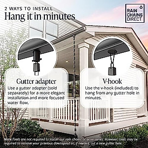 Rain Chains Direct - Square Link Rain Chain - 8.5 FT - Durable Black Powder-Coated Aluminum - Premium Rain Chains for Gutters