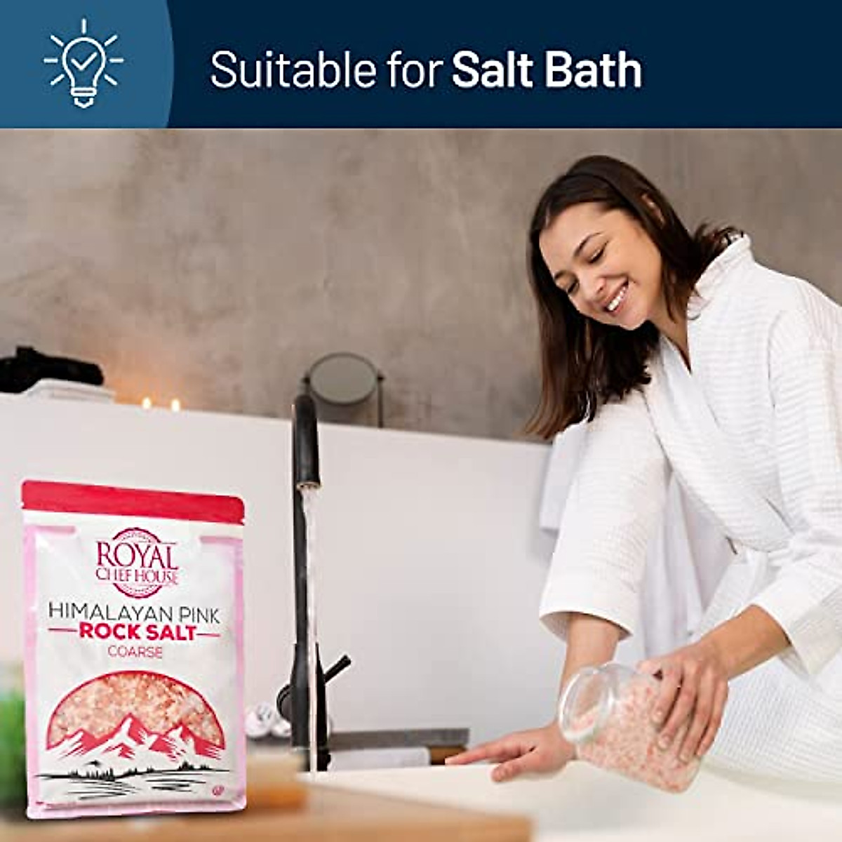 Himalayan Pink Salt 5 lbs Coarse Grain Bulk Bag - Hymalain Pure Gourmet Crystals - Himilian 100% Natural - Contains 84 Minerals -Suitable for Body Bath Scrubs Table Salt Grinder & Salt Mills - Kosher