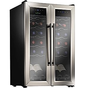 NutriChef PKCWC24 Cellar Cooler for White and Red Wines Chiller, 24 Bottle Dual Zone-Stainless Steel