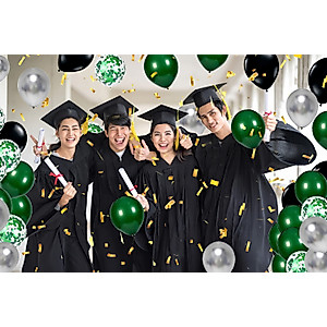 Dark Green Black Silver Balloon,12Inches Green Black Latex Metallic Balloons Jungle Safari Themed Party Balloon for Video Gaming Party,Soccer Football Birthday Graduation Baby Show Party Decorations