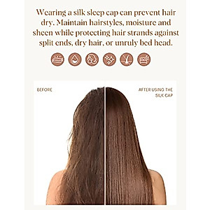 LilySilk Silk Sleeping Cap for Hair Stretchy -Night Cap- for Women 100 Real Silk Bonnet Sleep Cap- for Curls (Rosy Pink)