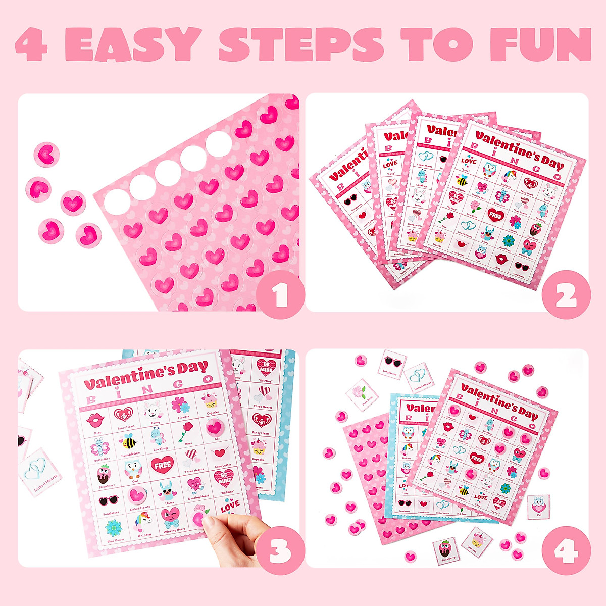 JOYIN 36 Players Valentines Day Bingo Cards (5x5) for Kids School Classroom Exchange Gift Rewards, Valentine’s Fun Party Games, Indoor Family Activities