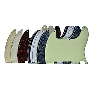 KAISH 8 Hole Tele Blank Guitar Pickguard Tele Pick Guard Scratch Plate for Telecaster Esquire Aged White 3 Ply