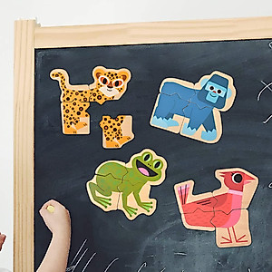 DJECO Mix & Match Animal Magnets - Silly Creatures, Endless Fun for Home, School or Gifts - Fun & Creative for Family & Friends, Educational Wooden Toys for Preschool, Kids 2+