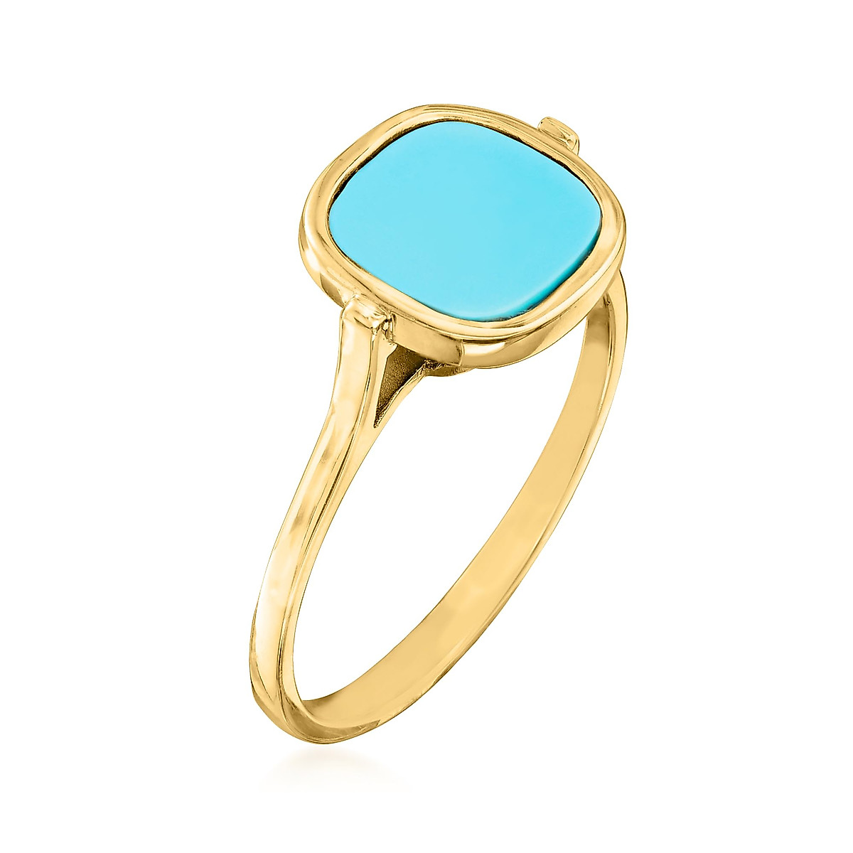 Ross-Simons Italian Turquoise Ring in 14kt Yellow Gold. Size 10