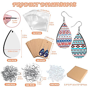 ZOCONE 60 Pcs Sublimation Earrings Blank Bulk, Sublimation Printing Earrings Unfinished Rectangular Heat Transfer Earring Pendant with Earring Hooks Cardboard Bags for Women DIY Earring (Teardrop)