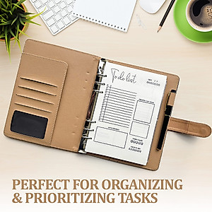 To Do List Notebook, To Do List Notepad, To Do Dotebook, Includes An Organizer For Cards, Documents, Brochures, Invoices And Photos, 3 Pages Of Stickers And A Pen