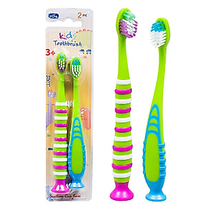 ALL PURE 6 Pack Kids Toothbrush Suction Cup Stand Soft Bristles Toddler Clean Oral Care