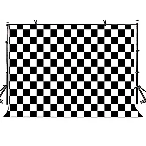 LYLYCTY 7x5ft Checkers Backdrop Black and White Racing and Checkered Pattern Photo Booth Chess Board Texture Grid Photography Background LYZY0505