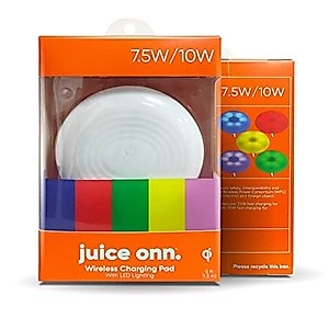 Onn. Juice onn Wireless Charging Pad 7.5W 10W with LED Lightning