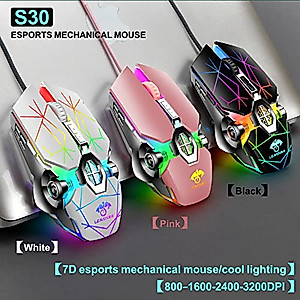 Gaming Mouse Wired, USB Optical Computer Mice with RGB Backlit, 7 Adjustable DPI Up to 3200, Ergonomic Gamer Laptop PC Mouse with 7 Programmable Buttons for Windows 7/8/10/XP Vista Linux (Black)